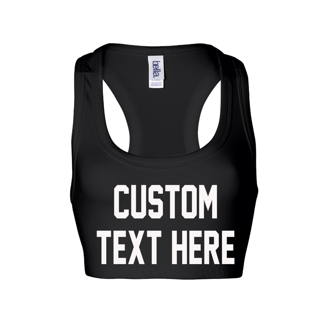 Custom Text Black Sports Bra – ADashOfChic