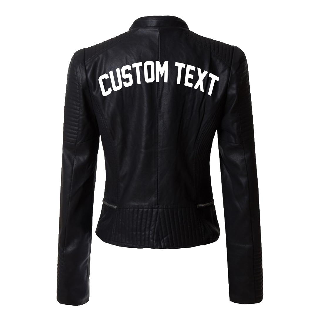 Custom Text Black Moto Faux Leather Jacket – ADashOfChic